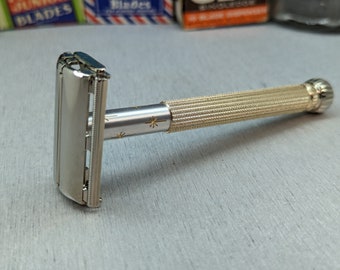 1965 Lady Gillette CHAMPAGNE Gold Starburst Vintage Safety Razor Date ...