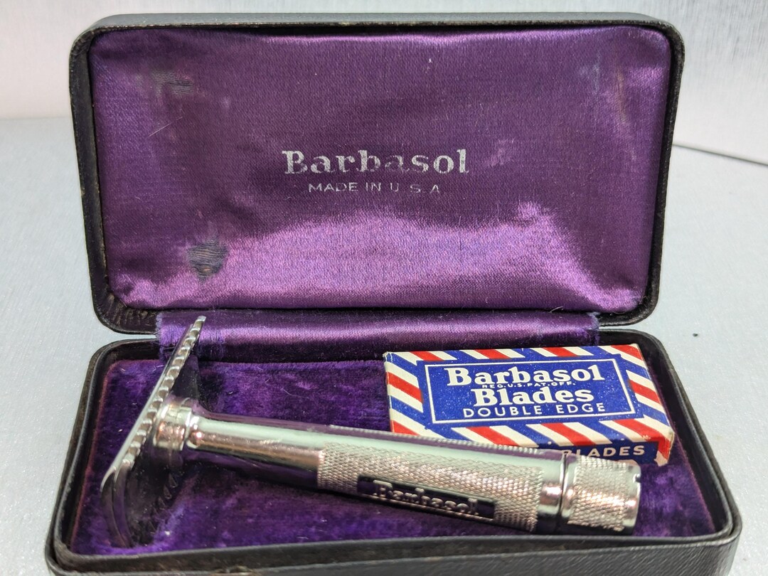 RARE!! 1930s BARBASOL Open Combo 3 Piece Dual Edge Vintage Safety Razor ...