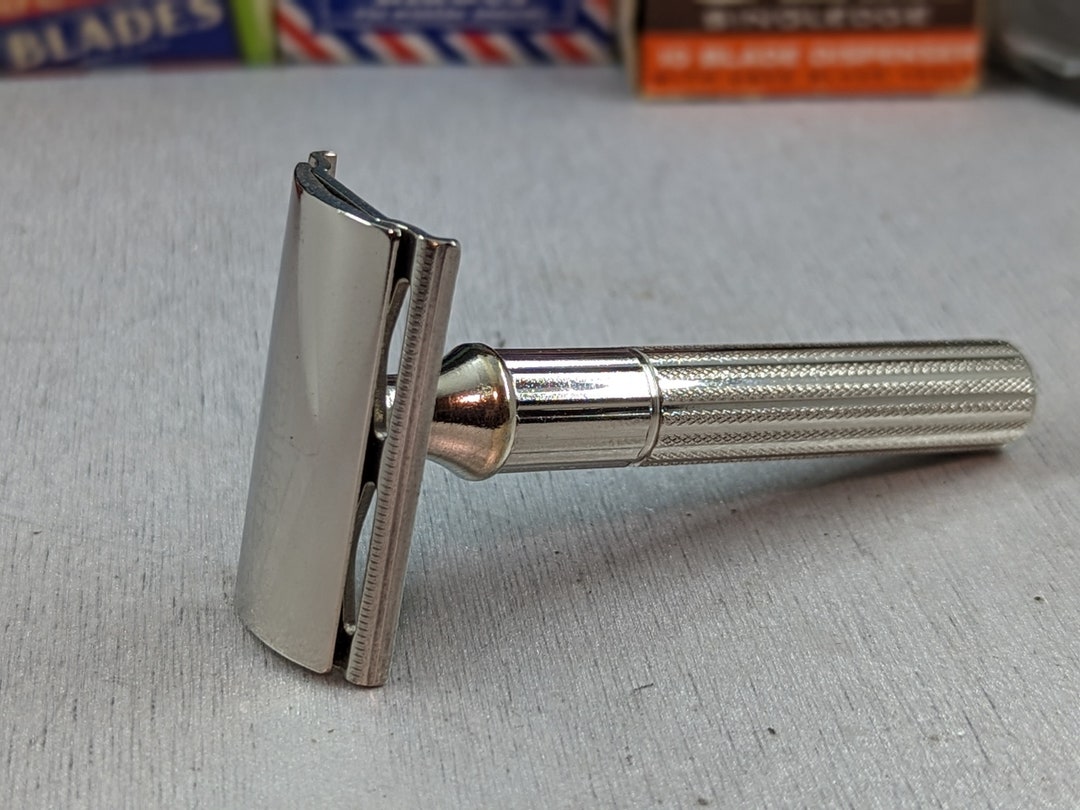 1938-1945 Gillette Pre-war Silver Fat Handled Tech Vintage Safety Razor ...