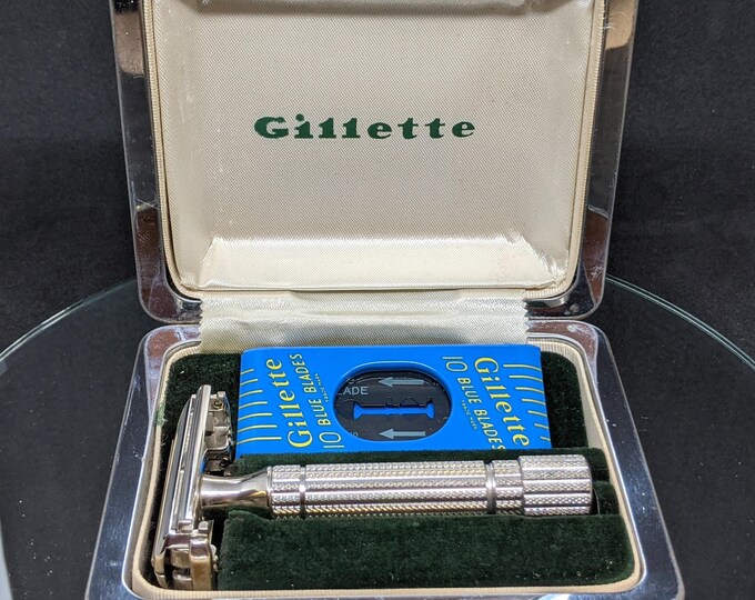 1953 Vintage Gillette President Safety Razor Set Rhodium Plated Date ...