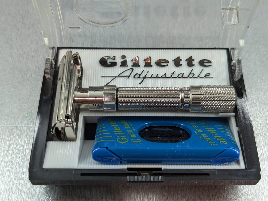 1959 Gillette FATBOY Adjustable Vintage Safety Razor Set in Case With ...