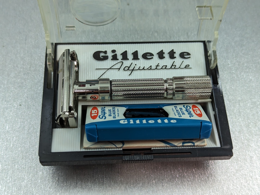 1961 Gillette FATBOY Adjustable Vintage Safety Razor Set in Case With ...