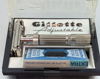 1961 Gillette FATBOY Adjustable Vintage Safety Razor Set in Case With ...