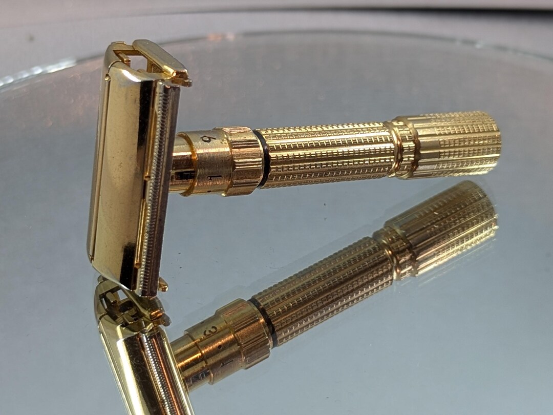 1958 Gillette GOLD EXECUTIVE FATBOY Verstellbarer Vintage Rasierhobel ...