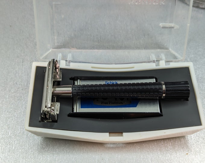 1960s Schick KRONA Vintage Safety Razor Set in Gray Case With Blades - Etsy