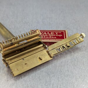 1928-1935 Gold VALET AUTOSTROP VC2 Vintage Single Edge Safety Razor ...