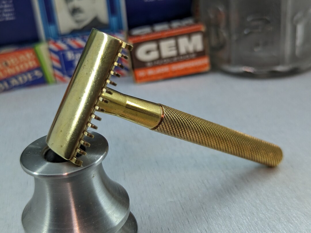1920s Gillette Vintage GOLD Old Type Open Comb Head on a Heavy Long ...