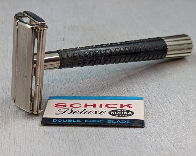 1960s Schick KRONA Vintage Safety Razor Set in Gray Case With Blade - Etsy