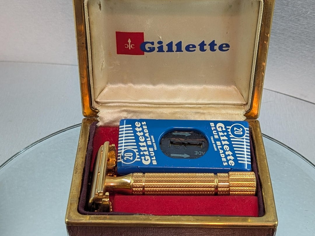 1955 Gillette Gold Diplomat Vintage Safety Razor Set - Date Code A2 - Etsy