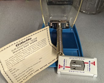 1965 Gillette Slim Adjustable Baseball World Series Special BLUE Case ...