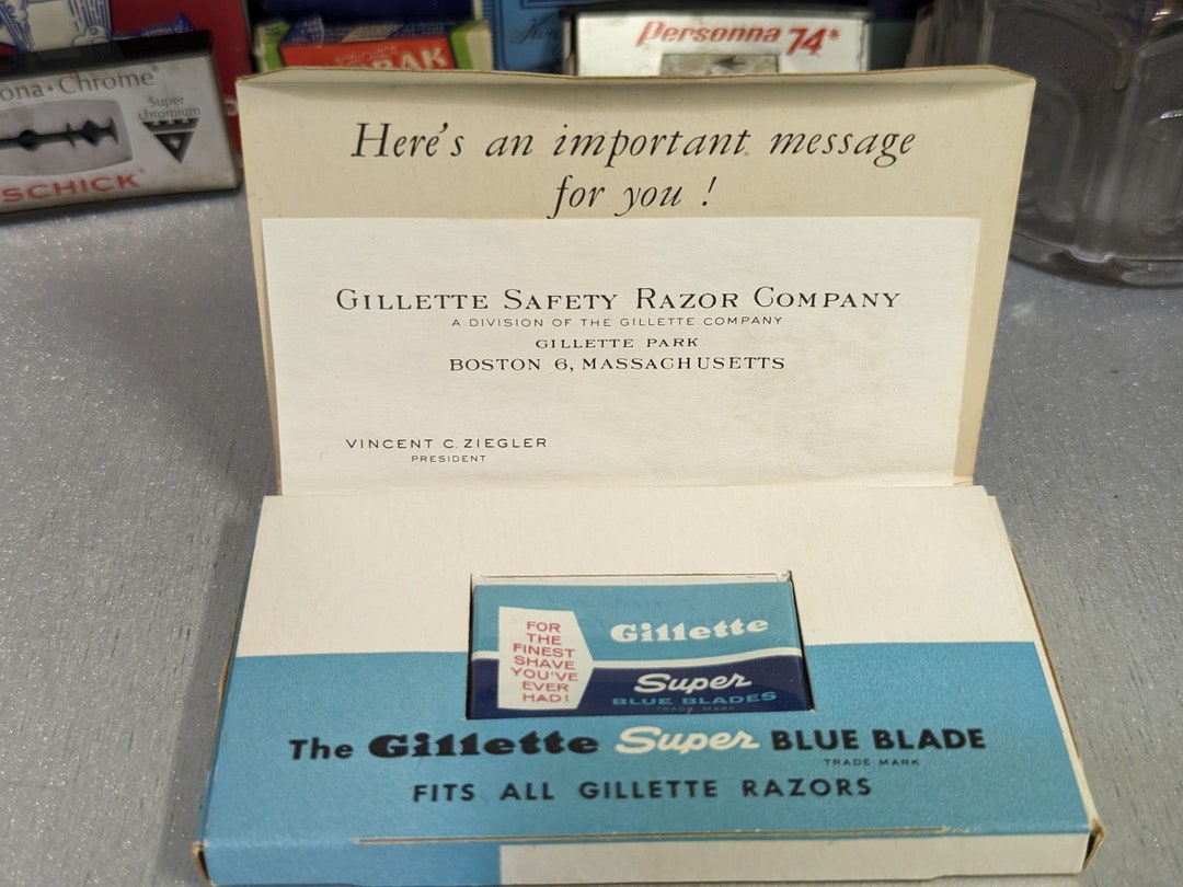 COLLECTORS! Gillette Super Blue Blade Promotional Sample With 1960 ...