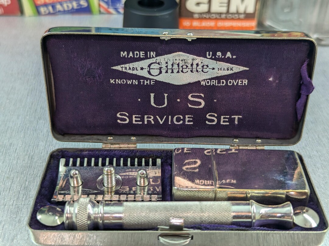 1918 Gillette Old Type WWI Military US Service Set Ball End Vintage ...