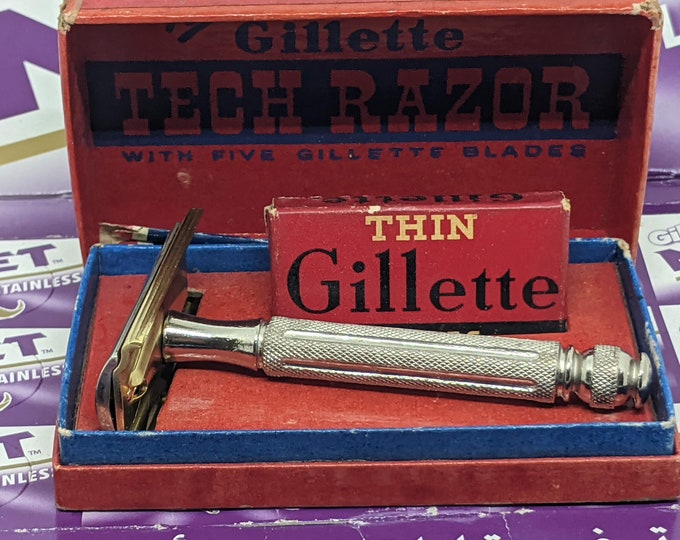 1946 Gillette Contract Tech Vintage Safety Razor Set in Box - Etsy