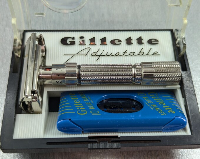 1959 Gillette FATBOY Adjustable Vintage Safety Razor Set in Case With ...