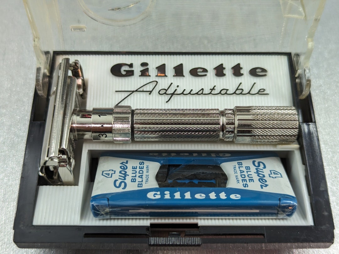 1960 Gillette FATBOY Adjustable Vintage Safety Razor Set in Case With ...