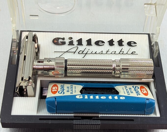 1961 Gillette FATBOY Adjustable Vintage Safety Razor Set in Case With ...