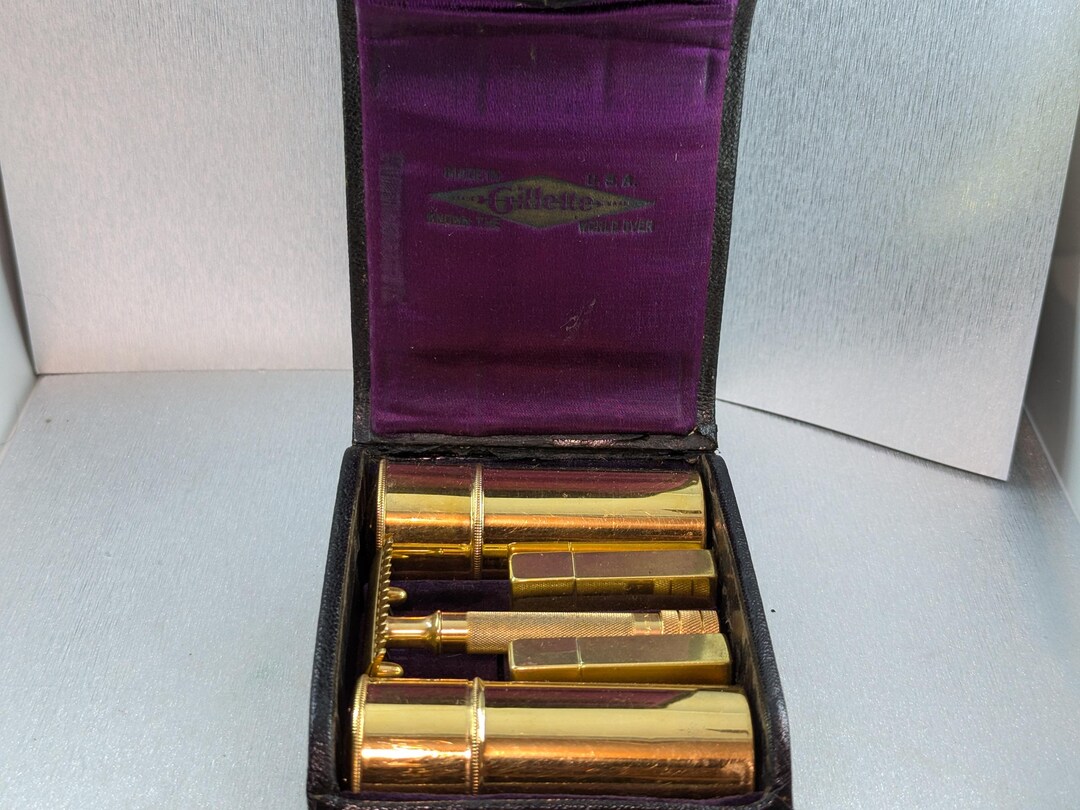1918 Gillette Gold Old Type Single Ring Combination Set Vintage Safety ...