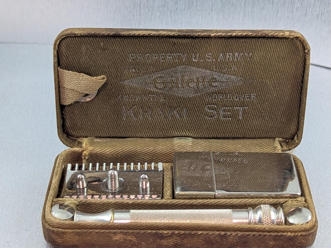 1918 Gillette Khaki Old Type WWI MILITARY Ball End Property of U.S ...
