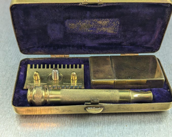 1920s Canadian Gillette GOLD Old Type Pocket Edition in GOLD Shell Case ...