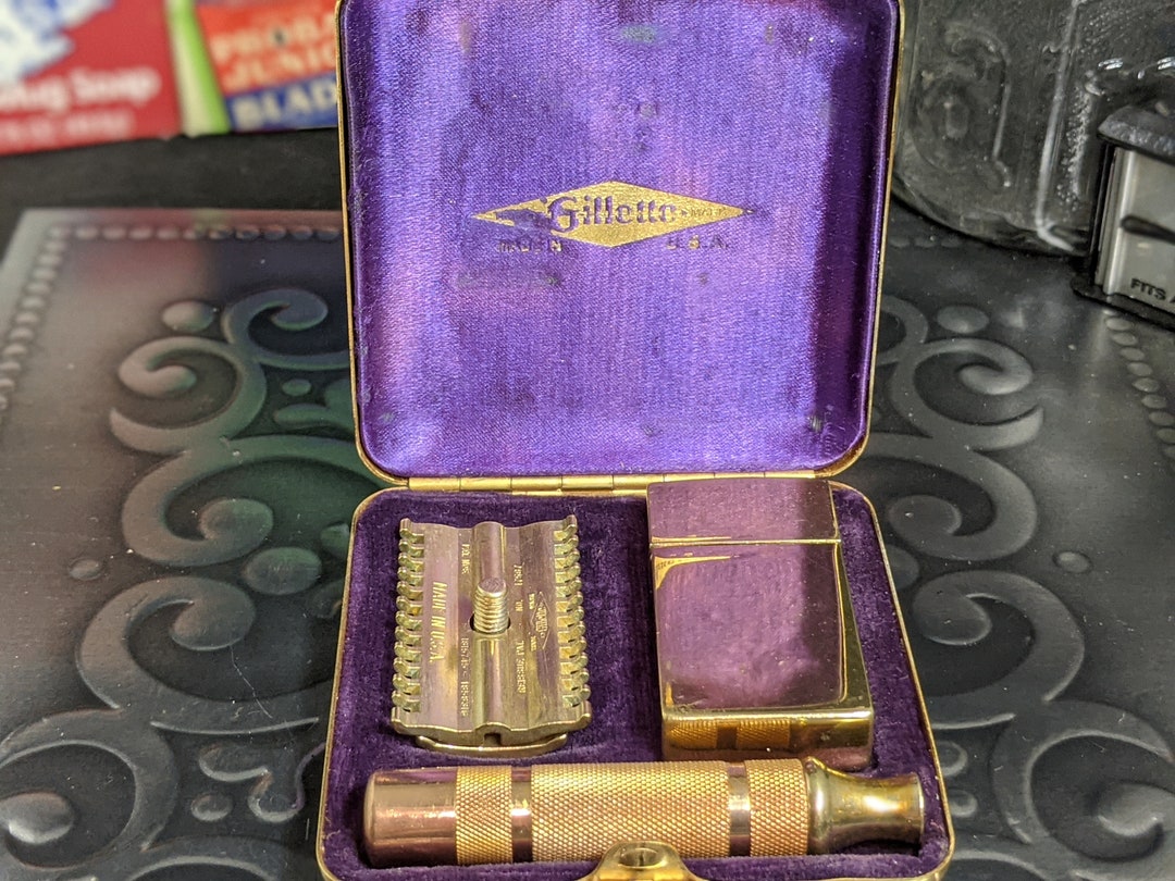 1930s NEW GOLD SOMERSET Vintage Safety Razor Set - Etsy