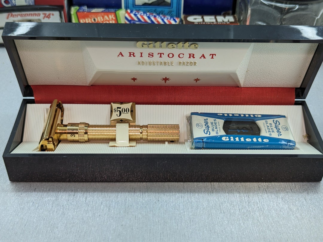 1961 first Year, FIRST Quarter Gillette ARISTOCRAT 22K Gold Slim ...