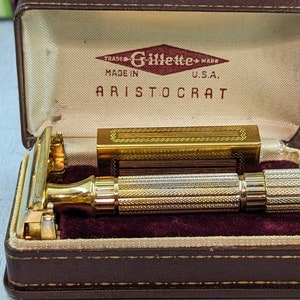 1947 Gillette ARISTOCRAT Vintage Safety Razor Set in Case - Etsy
