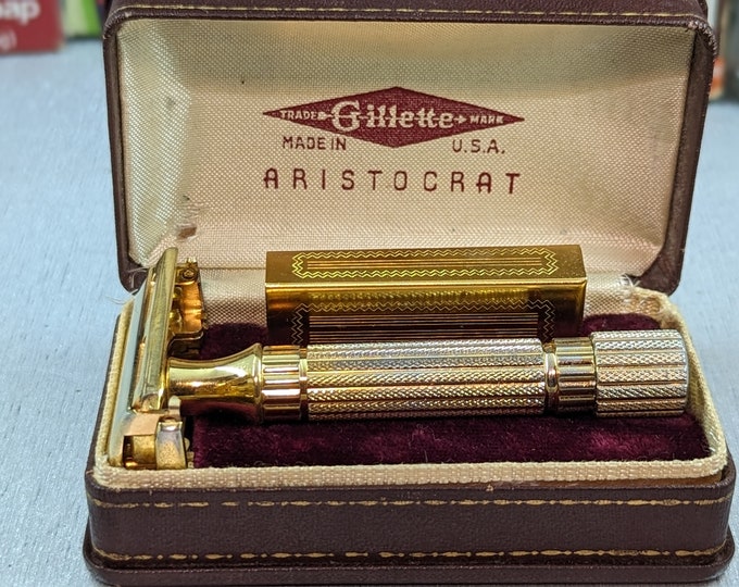 1947 Gillette ARISTOCRAT Vintage Safety Razor Set in Case - Etsy