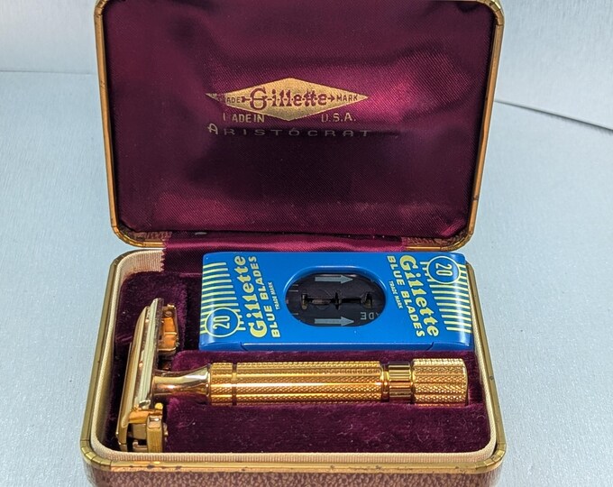 1951 Gillette ARISTOCRAT Vintage Safety Razor Set in Case - W1 Date ...