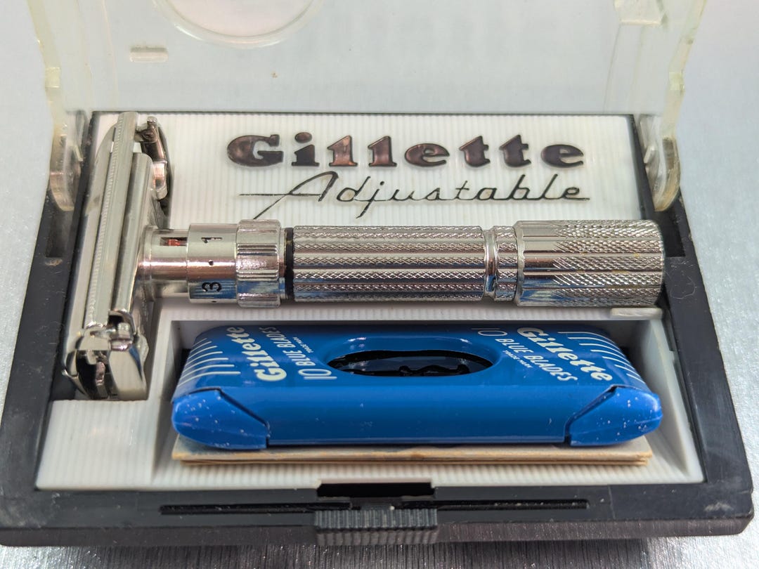 1959 Gillette FATBOY Adjustable Vintage Safety Razor Set in Case With ...