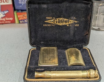 1920s Gillette GOLD Old Type Pocket Edition in GOLD Flower Case Vintage ...