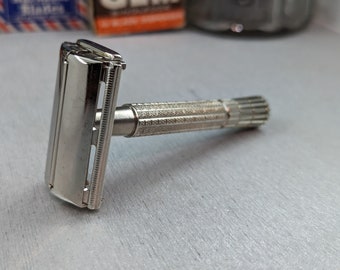 1957 Gillette light BLUE Flare TIP Super Speed Vintage Safety Razor ...