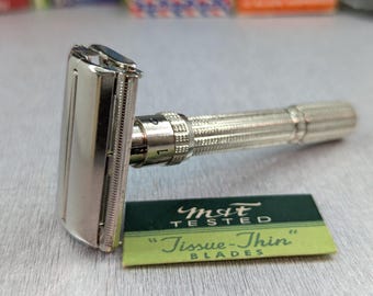 1958 Gillette GOLD TOGGLE ADJUSTABLE Vintage Safety Razor Date Code D1 ...