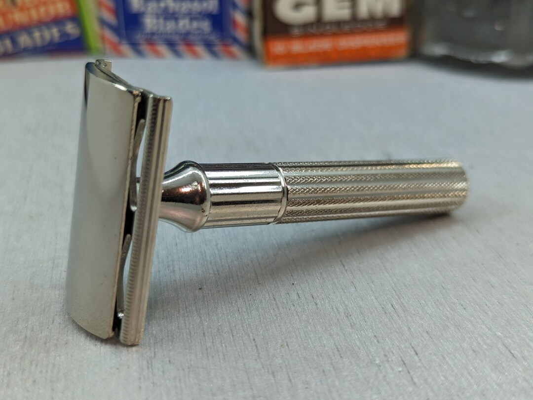 1938-1945 Gillette Pre-war Silver Fat Handled Tech Vintage Safety Razor ...