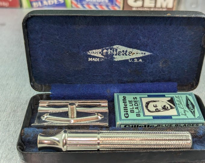 1938-1945 Gillette Pre-war Silver Fat Handled Tech Vintage Safety Razor ...