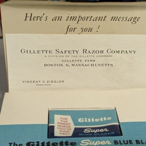 COLLECTORS! Gillette Super Blue Blade Promotional Sample With 1960 ...