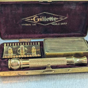 1920s Gillette GOLD Old Type Pocket Edition in GOLD Flower Case Vintage ...