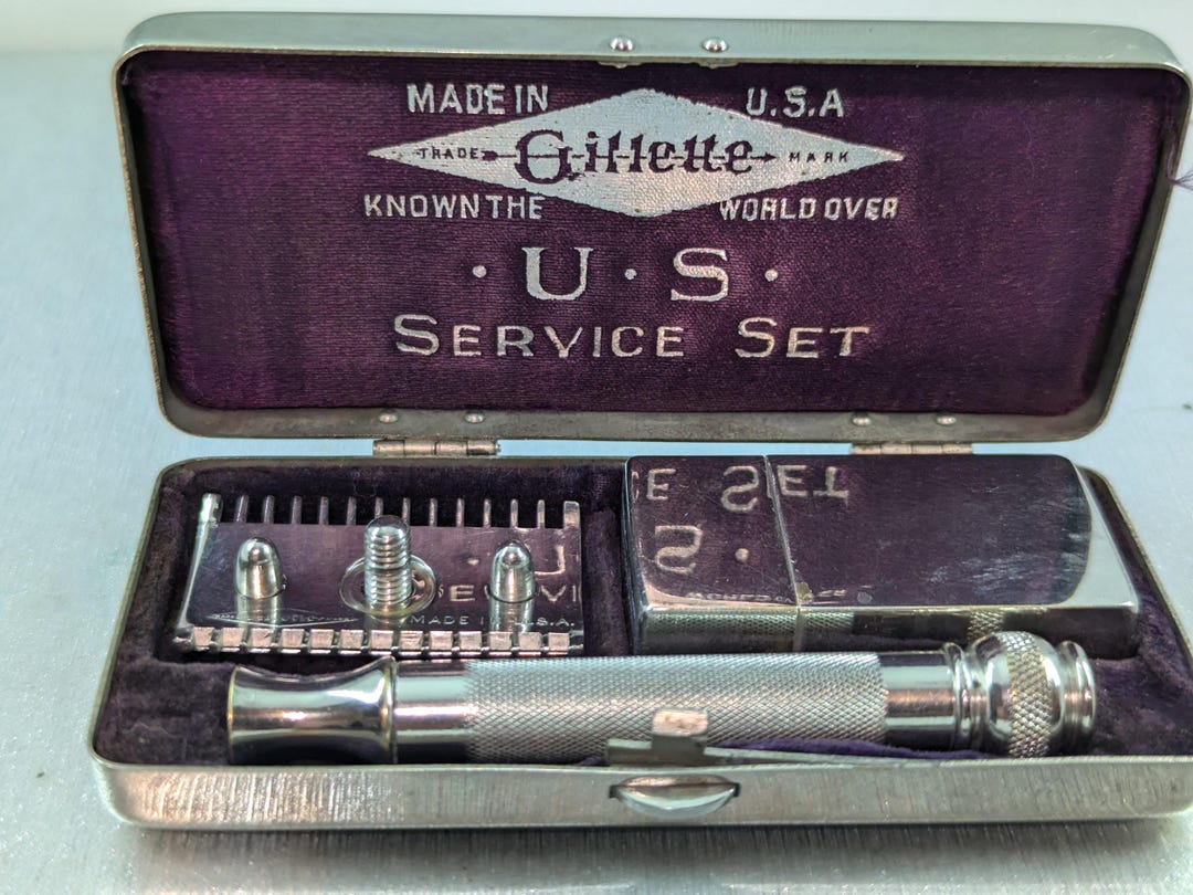 1918 Gillette Old Type WWI Military US Service Set Ball End Vintage ...