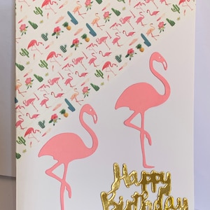 Flamingo Birthday Card Custom Handmade, Greetings Card, Greetings Card ...