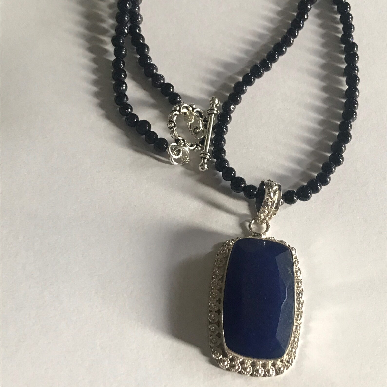 Sapphire and Blue Sandstone Necklace Gift for Birthday - Etsy