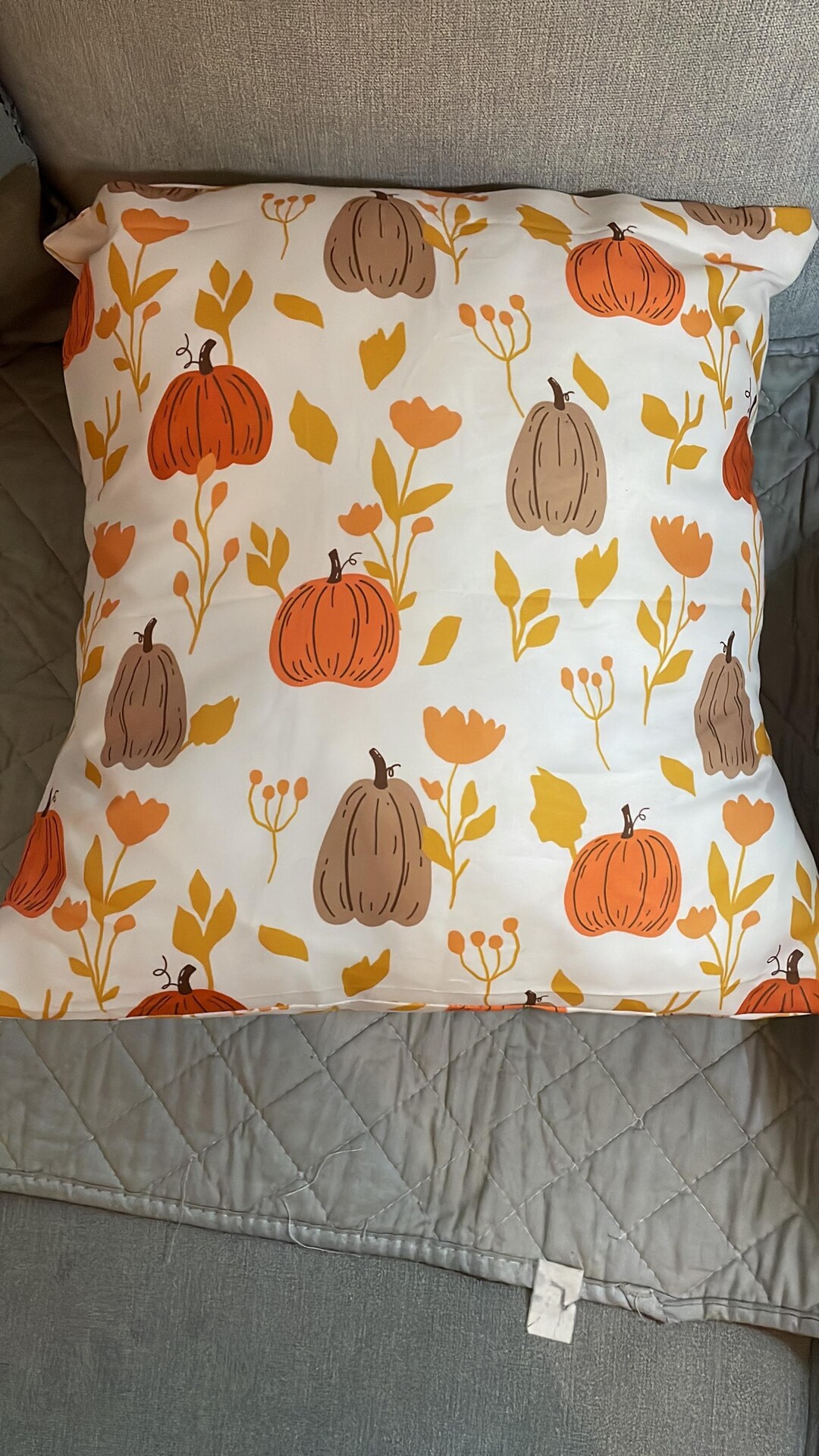 Pumpkin Autumn Cushion Cover Fall Cushion Cover Handmade 14”x14” Home ...
