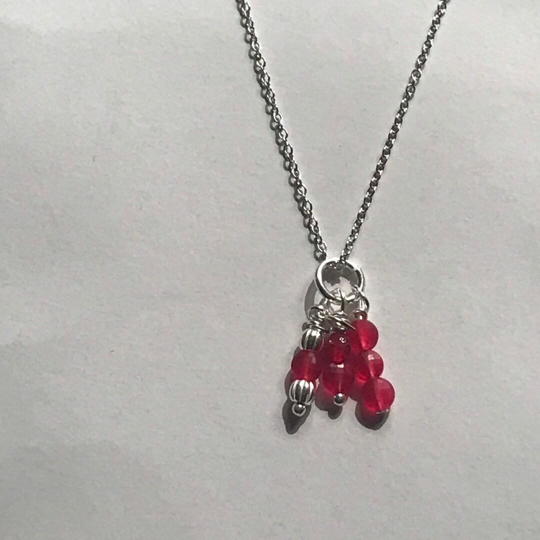 Ruby, Red Silver 18 Inches Necklace,gift for Birthday, Graduation Gift ...