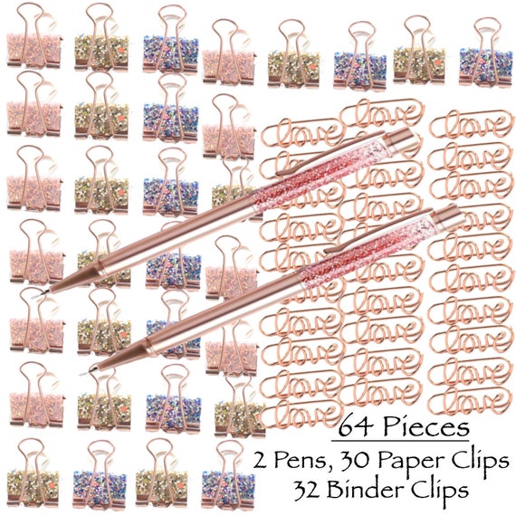 Rose Gold Stationery Kit Love Paper Clips Binder Clamps | Etsy