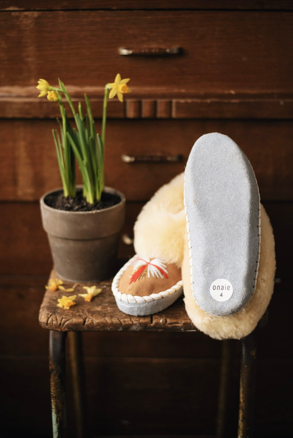 Butterfly Yellow Sheepskin Slippers - Etsy UK