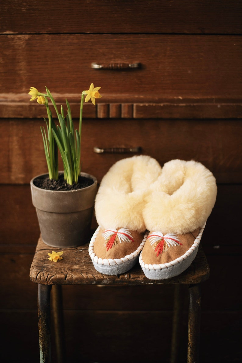 Butterfly Yellow Sheepskin Slippers - Etsy UK
