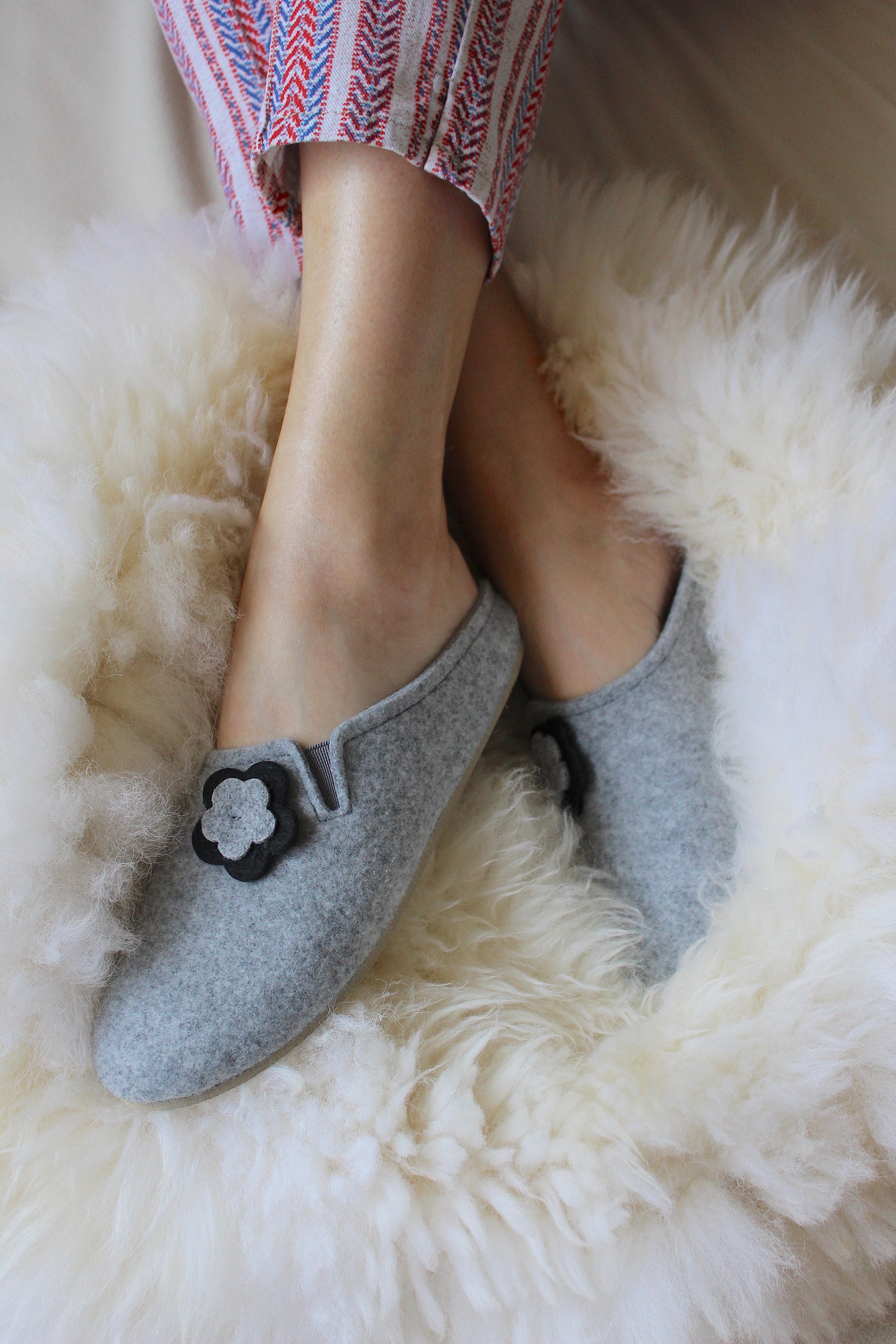 Felt Wool Slip-on Slippers - Etsy UK
