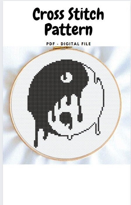 Melted Yin Yang Cross Stitch Pattern DIGITAL FILE - Etsy
