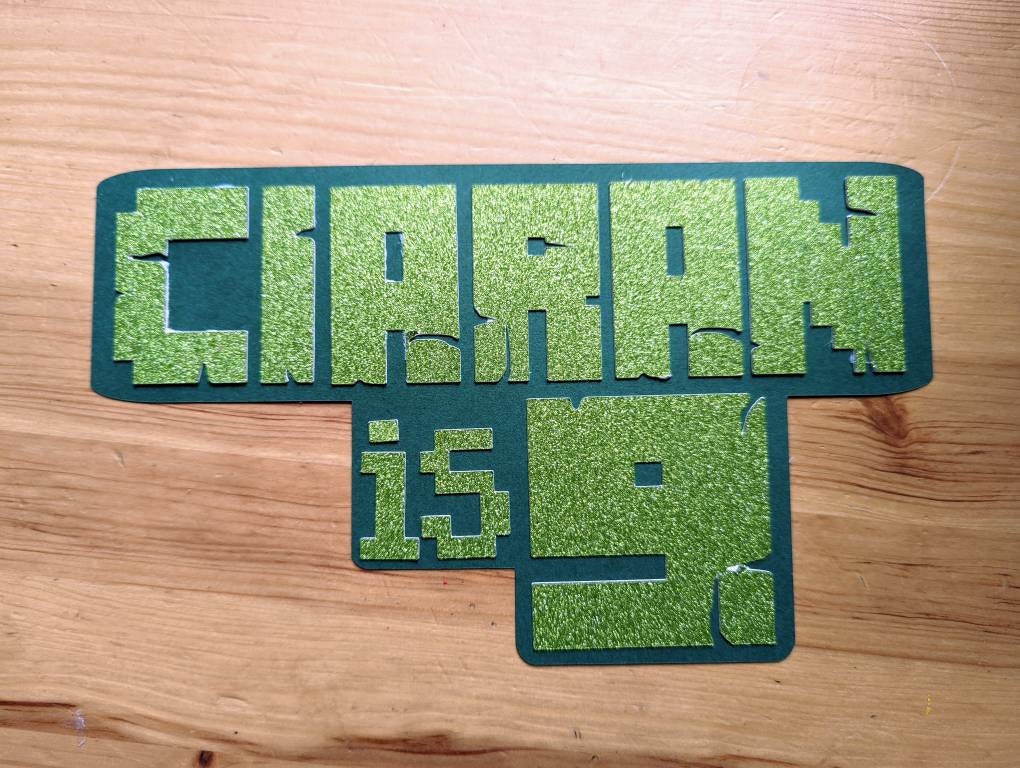Minecraft Cake Topper Glitter High Quality Card Birthday Decoration for ...