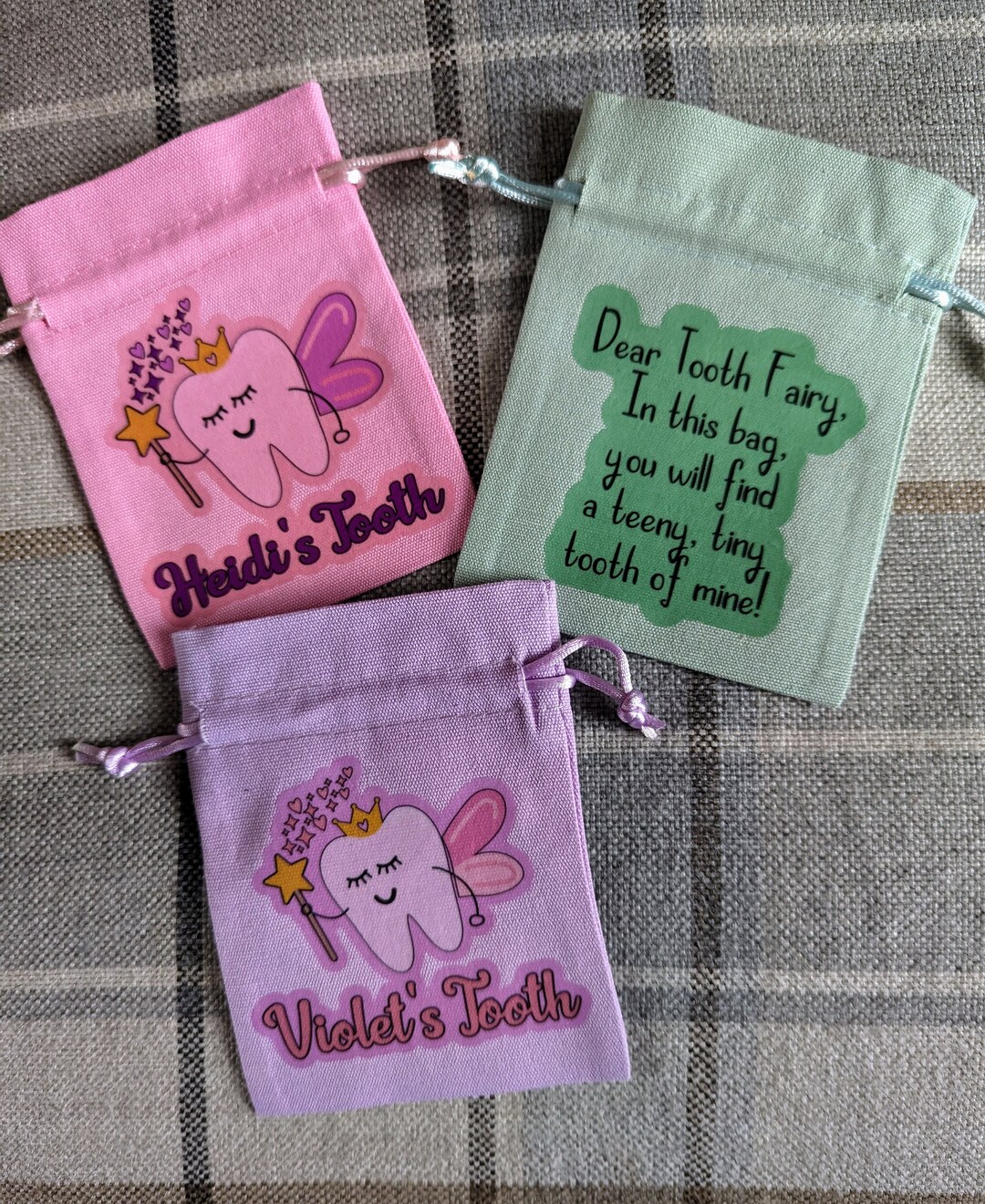 Tooth Fairy Personalised Pouches. Kid's Tooth Fairy Bag for Teeth - Etsy
