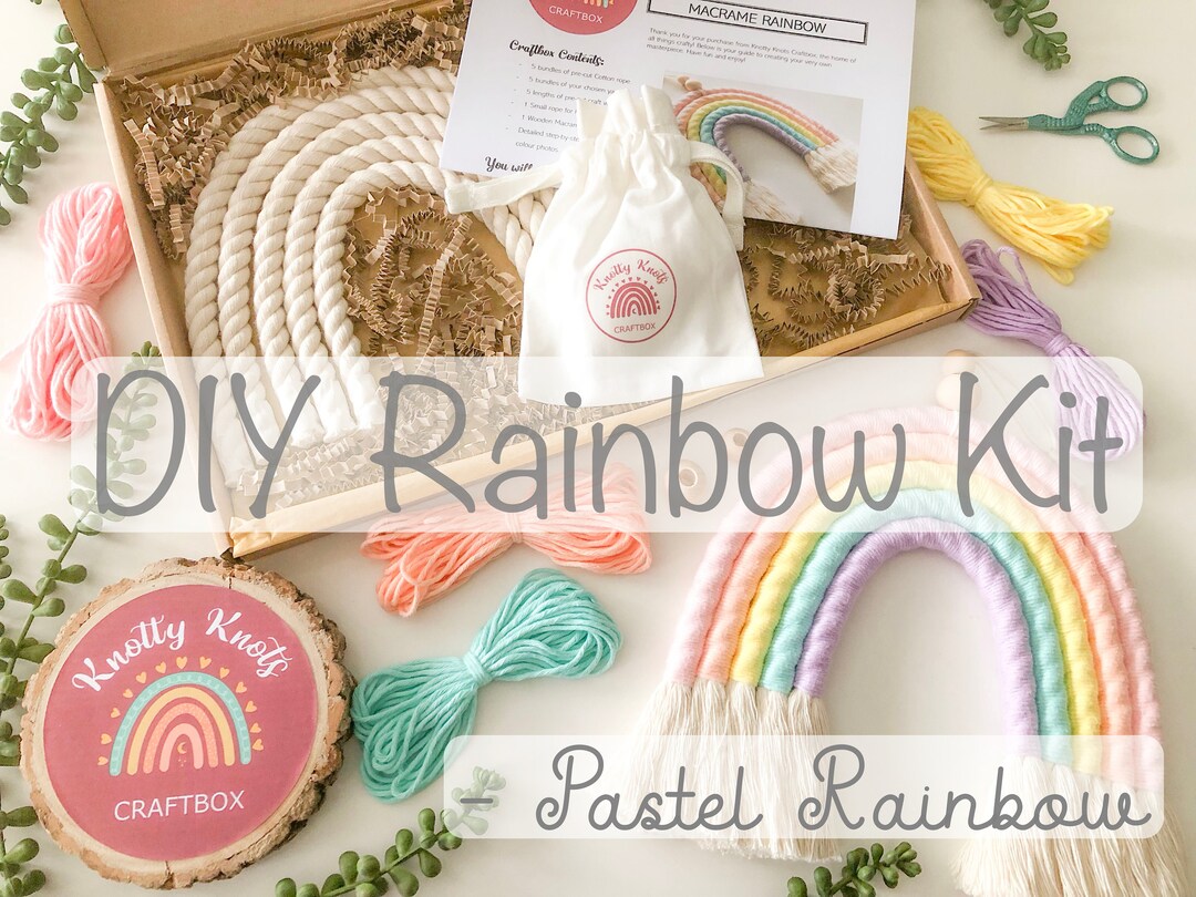 Macrame Rainbow Kit, Pastel Rainbow, Pastel Rainbow Kit, Pastel Room ...