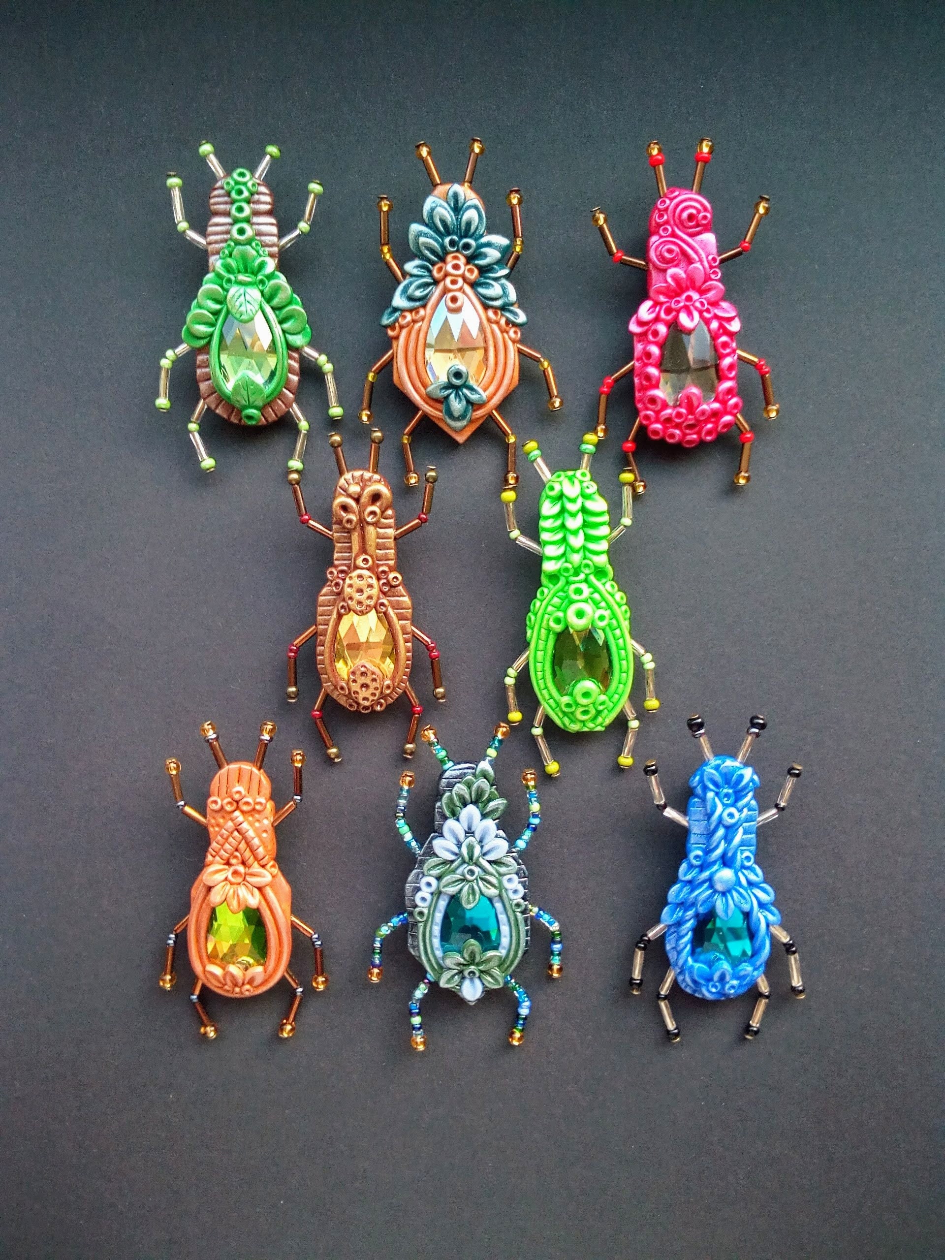 Blue insect beetle brooch pin with glass crystal oval brooch | Etsy